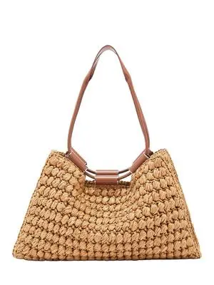 Giorgio Armani Medium Raffia Shopper Bag - Beige