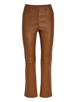 JOSEPH Duke Straight-Leg Leather Trousers Rust