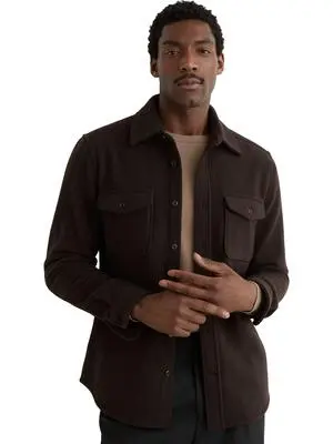 REISS Demari Wool-blend Twin-pocket Overshirt - Chocolate Brown