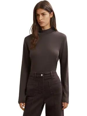 REISS Molly Lyocell-blend Top - Chocolate Brown