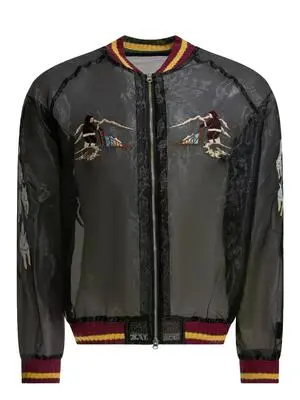 Kapital Embroidered Zip-up Coat - Black