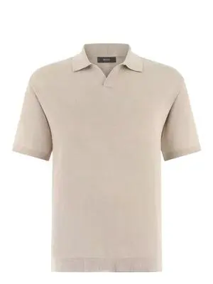 Boggi Milano Cotton And Silk Knitted Polo Shirt - Neutrals