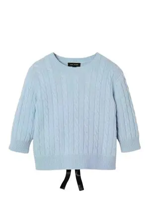 Marc Jacobs Cableknit Open Back Bow Sweater - Blue