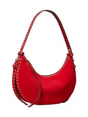 Tory Burch Romy Suede Half Moon Bag - Toucan Red