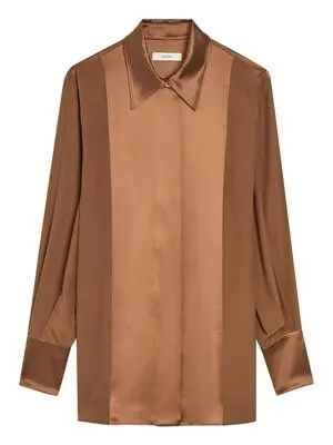 JOSEPH Paneled Silk Blouse - Rust