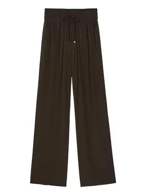JOSEPH Wide-leg Crepe Trousers - Brown
