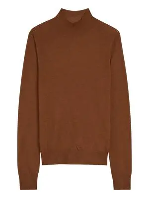JOSEPH Cashmere Mock-neck Top - Rust