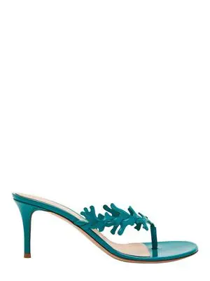 GIANVITO ROSSI Ocean 70 Patent Leather Thong Mules - Teal