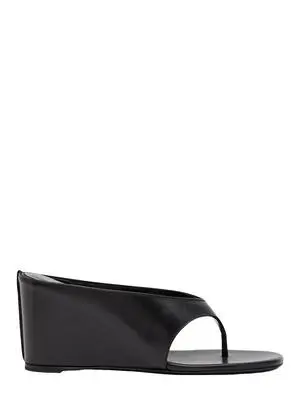 JUDE Yaga 70 Leather Wedge Mules - Black