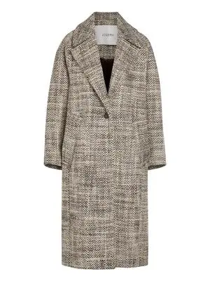 JOSEPH Florent Crosshatch Wool-Blend Coat Brown