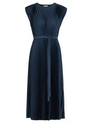 JOSEPH Volta Plissé Satin-crepe Midi Dress - Indigo