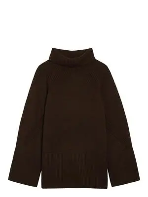 JOSEPH Lotus Roll-neck Cashmere Jumper - Brown