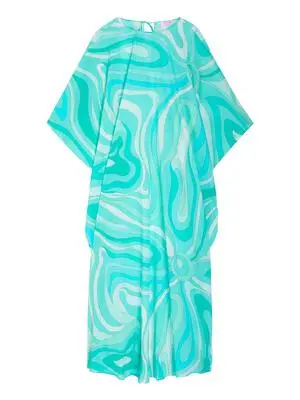 Emilio Pucci Printed Cotton Kaftan - Turquoise