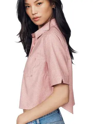 Maeve Merritt Cropped Button-down Shirt - Pink Pattern