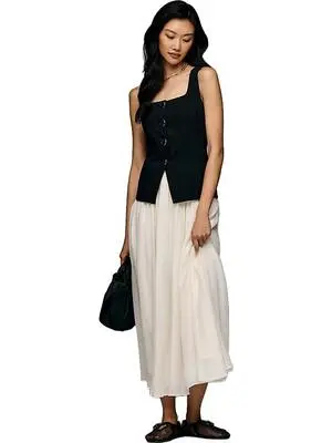 MOON RIVER Square-Neck Vest Twofer Dress