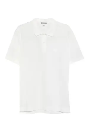 C.P. COMPANY Short-sleeve Logo-patch Polo Shirt - White