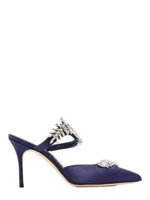 Manolo Blahnik Lurum Crystal-embellished Mules - Blue