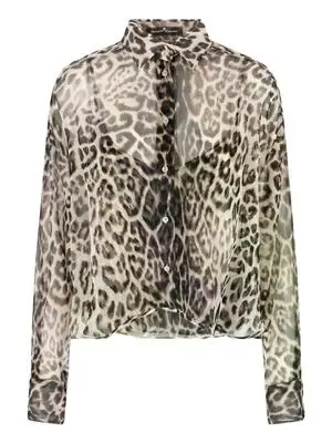 Ermanno Scervino Animal-print Long-sleeve Shirt - Neutrals
