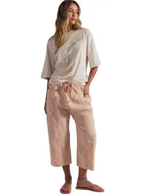 Free People Cotton-poplin Harem Pants - Apricot Cream