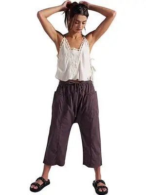Free People Cotton-poplin Harem Pants - Rural Ground