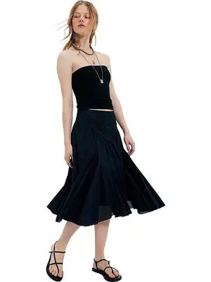 Free People Fp One Frida Godet Midi Skirt - Black