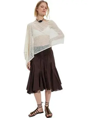 Free People Fp One Frida Godet Midi Skirt - Chocolatier