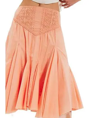 Free People Fp One Frida Godet Midi Skirt - Peachie Pie