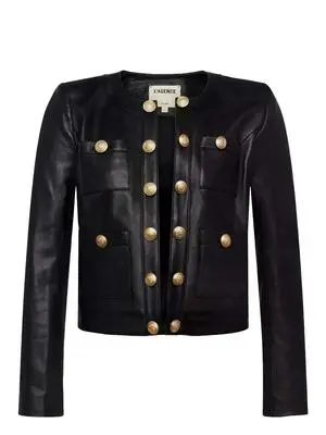 L'Agence Buttoned Patch-pocket Jacket - Black