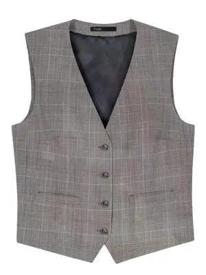 Maje Checked Buttoned Waistcoat - Grey
