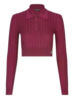 Dolce & Gabbana Logo-plaque Ribbed Top - Pink