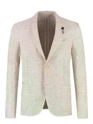 LARDINI Buttoned Checked Blazer - Neutrals