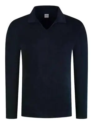 Fedeli V-neck Long-sleeve Polo-collar T-shirt - Blue