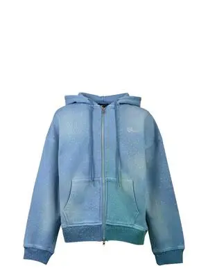 BREATH Zip Embellished Hoodie - Blue