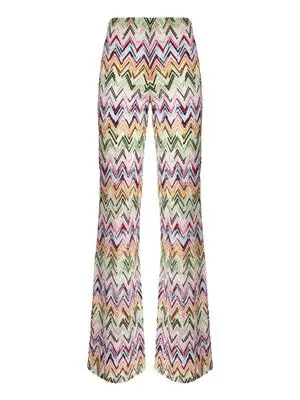 Missoni Chevron Flared-Leg Trousers Neutrals