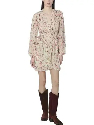 Isabel Marant Floral V-neck Mini Dress - Neutrals