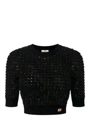 Elisabetta Franchi Sequin Embellished Top - Black