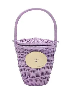 Patou Wicker Bucket Bag - Purple