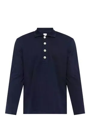 Eleventy Buttoned Long-sleeve Polo Shirt - Blue