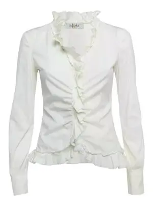 CH CH WHITE SHIRT Long-sleeve Ruffle Shirt - White