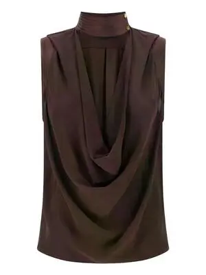 Elisabetta Franchi High-neck Draped Top - Brown