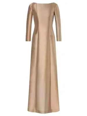 Alberta Ferretti Long-sleeve Evening Dress - Neutrals