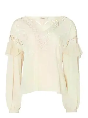 TEMPERLEY LONDON Daphne Ruffled Embroidered Blouse - Neutrals