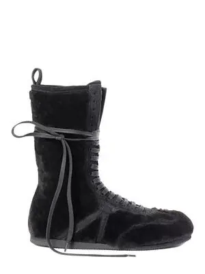 ANN DEMEULEMEESTER Shearling Lace-up Sneakers - Brown