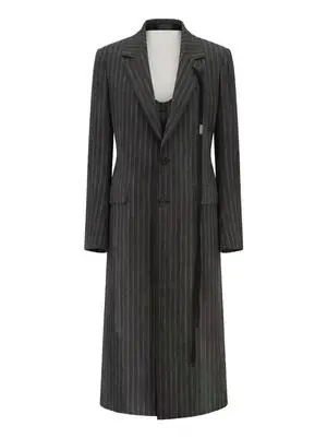 ANN DEMEULEMEESTER Pinstriped Twill Overcoat - Grey