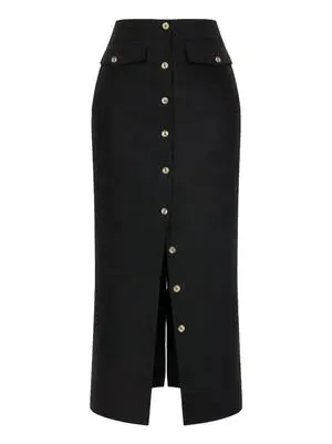REFORMATION Buttoned Midi Skirt - Black
