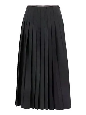 Thom Browne Midi Pleated Skirt - Grey