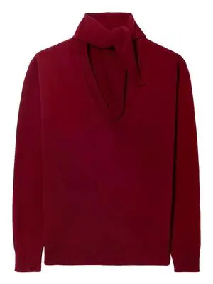 Plan C V-neck Scarf Sweater - Red