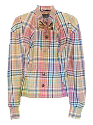 VIVIENNE WESTWOOD Plaid Button Front Top - Neutrals