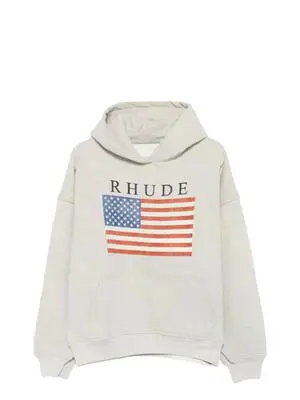 Rhude Flag-print Hoodie - Grey