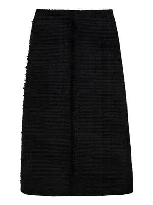 FERRAGAMO Frayed A-line Midi Skirt - Black